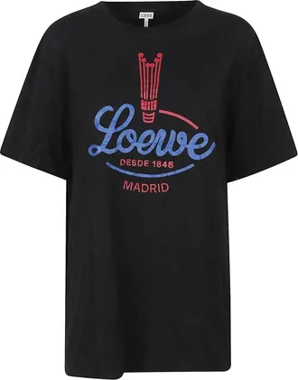 Loewe Femme, Tops, Noir, Taille: 42 FR T-shirt en m&eacute;lange de coton froiss&eacute;