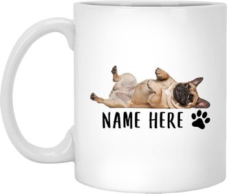 501 Kaffeebecher Englische Bulldogge, Liegender Rehkitz-Welpe, Individueller Text Keramik Tasse Personalisierte Geburtstagstasse Classic Kaffee Tasse Für 