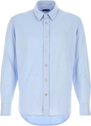 Tom Ford Homme, Chemises, Bleu, Taille: XL Chemise en m&eacute;lange soie et coton