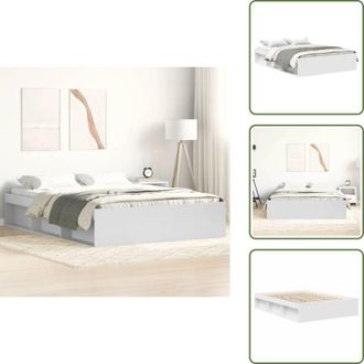 vidaXL The Living Store - Bettgestell Wei&szlig; 140x200 cm - Bettes Gestell - Doppelbett - Wei&szlig;es Bett - Massivholzbette - Holzbettrahmen