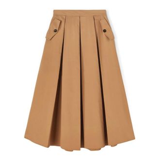 Motivi Femme, Jupes, Beige, Taille: 36 FR Jupe midi &agrave; plis fendus