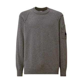 C.P. Company C.p. Company, Homme, Pulls, Gris, Taille: XL Pull Ras du Cou en Laine dAgneau GRS avec D&eacute;tail Lens