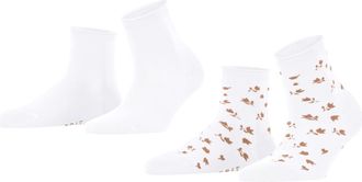 Esprit Damen Kurzsocken Mini Flower 2-Pack, Baumwolle, 2 Paar, Wei&szlig; (Off-White 2010), 35-38