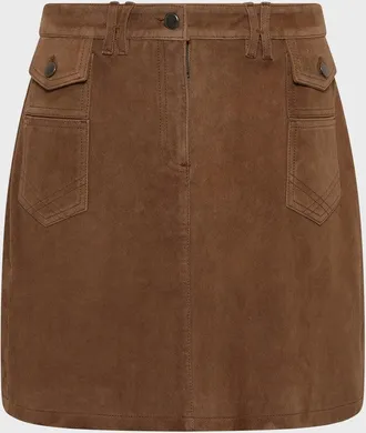 Gerard Darel Jupe courte en cuir velours - JEMIMA - Taupe
