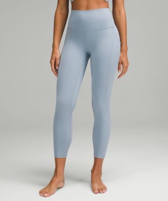 lululemon Align Hose mit hohem Bund und Taschen f&uuml;r Frauen - 64 cm - Gr&ouml;&szlig;e 10 in Concrete Blue