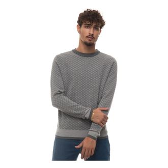 Canali Hahnentritt Rundhals Pullover mit Elastischen B&uuml;ndchen - - Knitwear - Herren - Grau - 3XL