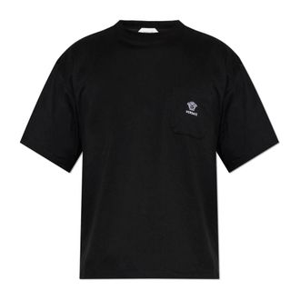 Versace Homme, Tops, Noir, Taille: XL T-shirt en jersey de coton brod&eacute;