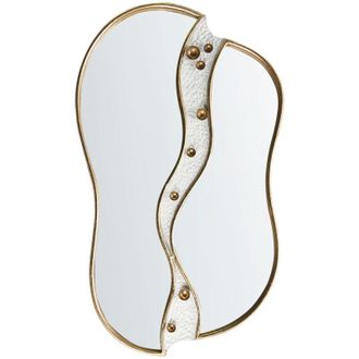 Beliani Miroir Mural Glamour Cadre en Fer Artisanal Forme Irr&eacute;guli&egrave;re Accessoire D&eacute;coratif Suspendu Dor&eacute; Tawley