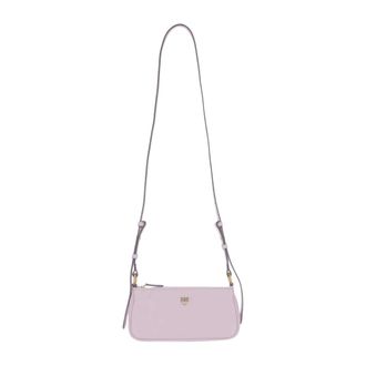 Pinko Pinko, Femme, Sacs, Rose, Taille: ONE Size Mini Sac Baguette Demi-Lune en Cuir avec Logo