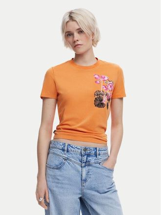 Desigual T-Shirt Botanical 25SWTK48 Orange Slim Fit