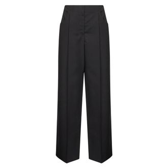 Fendi Schwarze Wollweite Hosen - - Trousers - Damen - Schwarzk - 2XS