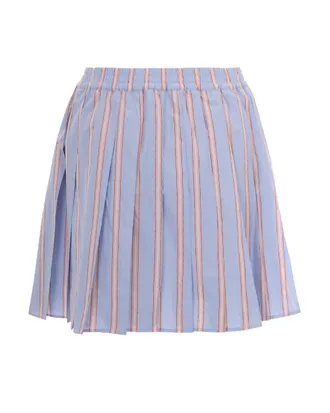 Lacoste Womens Skirt Pleated Chambray White-Black Chambray-Miami-White-Black Cotton Chambray/miami/white/black