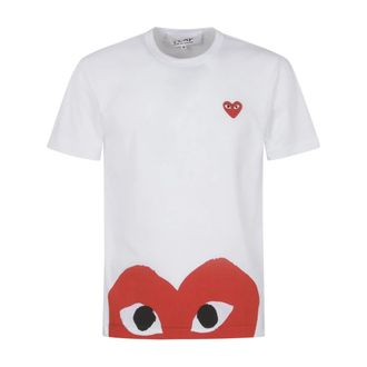 Comme Des Gar&ccedil;ons Homme, Tops, Blanc, Taille: M T-Shirt Grand Coeur Rouge et Embl&egrave;me