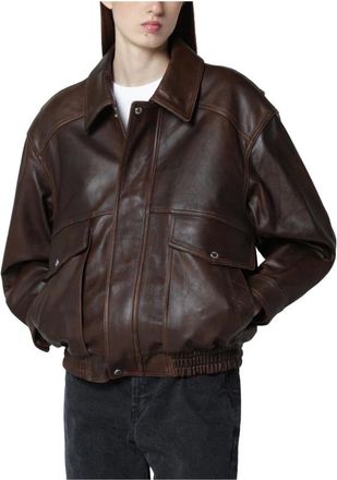 Dunst Femme, Vestes, Brun, Taille: 40 FR Blouson en cuir vintage oversize