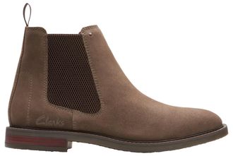 Clarks Premium Jaxen Easy Chelsea-Stiefel für Herren, Wildleder, Größe 44, Stone Suede, 44 EU