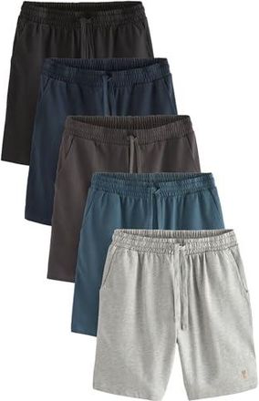 Next Homme Short léger Coupe Regular, Lot de 5 Noyau Noir/Bleu/Gris XXL