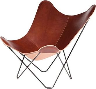 Cuero Design Pampa Mariposa Butterfly Chair Stuhl Leder/Stahl Crude Oak/Black, Maße: H 92cm x B 87cm x T 86cm, 1026