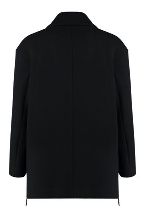 Giorgio Armani Mens Coat Double-Breasted Wool-Blend Black Polyamide