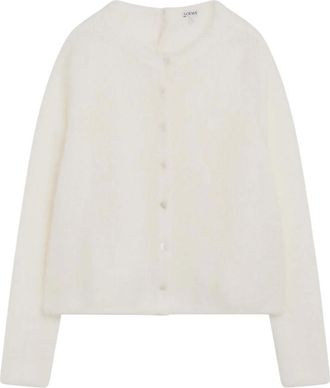 Loewe Femme, Pulls, Blanc, Taille: 40 FR Mohair Blend Cardigan