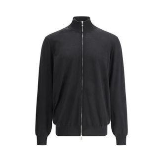 Brunello Cucinelli Homme, Sweatshirts et sweats &agrave; capuche, Noir, Taille: 4XL Cardigan en Laine Monochrome &agrave; Fermeture &Eacute;clair