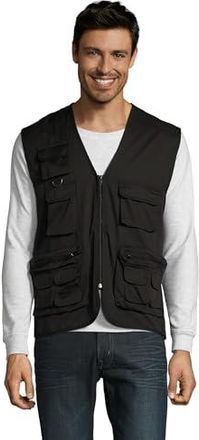 SOLS SolS Wild - Gilet Reporter Multi-Poches - sans Manches - Fonctionnel pour Les activités Outdoor - Noir - XXL