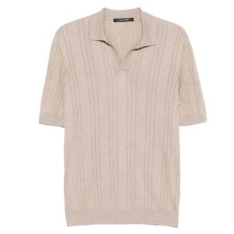 Tagliatore Homme, Tops, Beige, Taille: XL Darnel Ribbed T-shirt