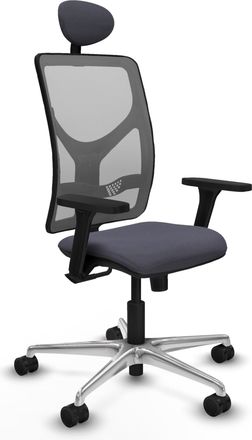 Piqueras y Crespo Grauer B&uuml;rostuhl mit 3D-Armlehnen, h&ouml;henverstellbarer Lendenwirbelst&uuml;tze und festem Kopfteil, ausgestattet mit Sincro 3 Positionen und Schneideschaum,