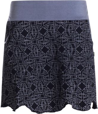 vishes Alternative Bekleidung - Damen asymmetrischer Mini-Rock 100% Baumwolle geometrisches Muster elastischer Bund mit Taschen schwarz 40