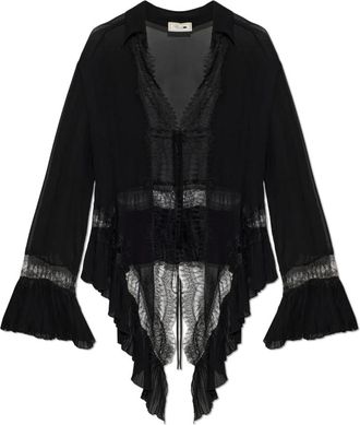 Blumarine Femme, Blouses et Chemises, Noir, Taille: 36 FR Asymmetric Top with Lace Inserts