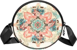 Generic Sac &agrave; bandouli&egrave;re rond pour femme, imprim&eacute; chenille, petit sac &agrave; bandouli&egrave;re avec fermeture &eacute;clair, bretelles r&eacute;glables, sac &agrave; main rond d&eacute;contract&eacute; p