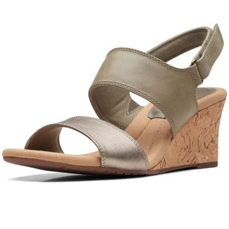 Clarks Damen Kyarra Faye Sandal, Olive Leather, 41.5 EU