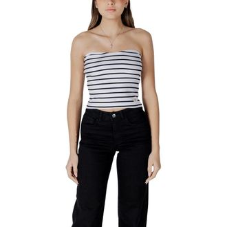 Calvin Klein Jeans Woven Label Rib Top - - Tops - Damen - Wei&szlig; - L