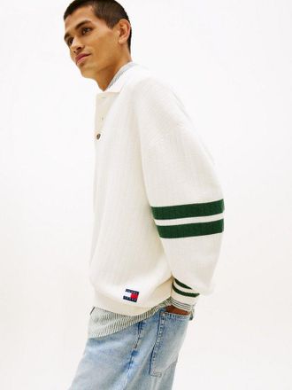 Tommy Jeans Polokragenpullover TJM 90S BLOCK KNITTED Relaxed fit mit Streifendetails
