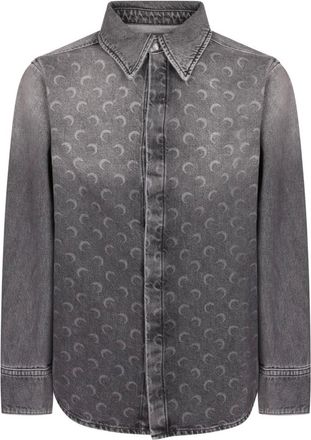 Marine Serre Homme, Chemises, Gris, Taille: S Chemise en denim imprim&eacute;