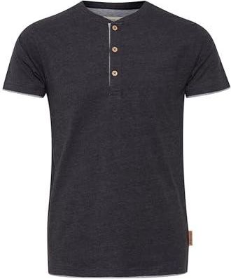 Indicode IDTony Homme T-Shirt à Manches Courtes Col Tunisien Mélange de Coton Regular Fit, Taille:M, Couleur:Charcoal Mix (915)