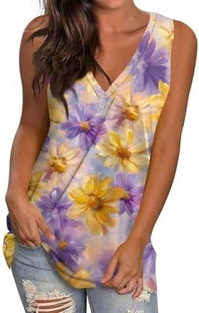 Generic Debardeur Femme Chic et &eacute;l&eacute;gant Chemisier sans Manche D&eacute;bardeur Top Ete Haut Chic et Elegant Caraco Vetement Femme Tee Shirt sans Manche Fluide Ample