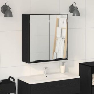 vidaXL Vidaxl - Armoire de toilette avec miroir Ch&ecirc;ne noir 64 x 20 x 67 cm