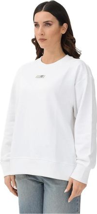 Maison Margiela Femme, Sweatshirts et sweats &agrave; capuche, Blanc, Taille: 40 FR Felpa girocollo garzata