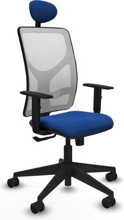 Piqueras y Crespo Stuhl mit Rollen f&uuml;r PC mit 1D-Armlehnen, h&ouml;henverstellbare Lendenwirbelst&uuml;tze und festes Kopfteil, ausgestattet mit 3 Positionen und Schneideschaum, 