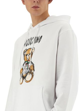 Moschino Teddy Print Cotton Sweatshirt - White