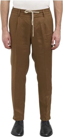 Daniele Alessandrini Homme, Pantalons, Brun, Taille: XL Pantalon en Lino
