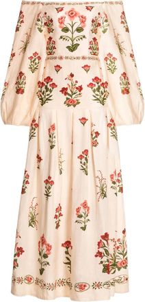 Agua Bendita robe fleurie Senlis Canna à épaules dénudées - Blanc