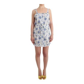 Ermanno Scervino Blau-wei&szlig;es Blumen Sommerkleid - - Dresses - Damen - Blau - L