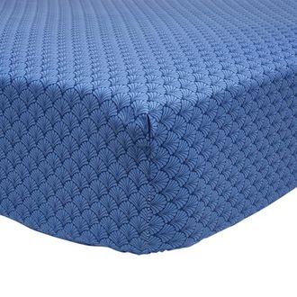 Origin Store Spannbettlaken, Bedruckt, aus Bambus, Camille, 140 x 190 cm, Origin, Marineblau