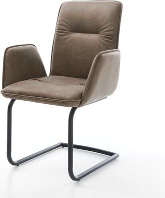 DELIFE Freischwinger Vinja-Flex Mikrofaser Taupe Vintage Freischwinger rund Schwarz, Esszimmerstühle