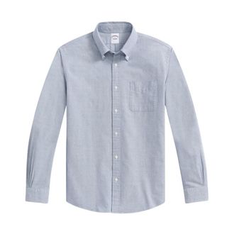 Brooks Brothers Homme, Chemises, Bleu, Taille: XL Chemise de sport Oxford bleu, coupe droite, col polo boutonn&eacute;