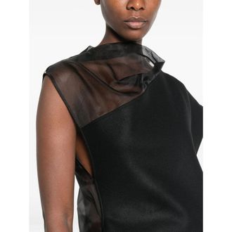Sportmax Asymmetric Draped Virgin Wool Dress - Black