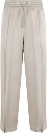 Herno Femme, Pantalons, Beige, Taille: 38 FR Pleated Drawstring Pants
