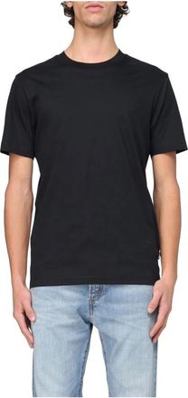 HUGO BOSS Homme, Tops, Noir, Taille: L T-shirt col rond en coton merceris&eacute;