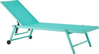 Beliani Sonnenliege Gartenliege mit Rollen Aluminium Mesh Grün Portofino